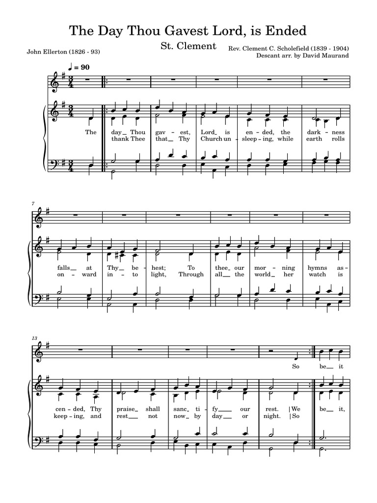 The Day Thou Gavest Lord Is Ended Clement C Scholefield | PDF | Hymns
