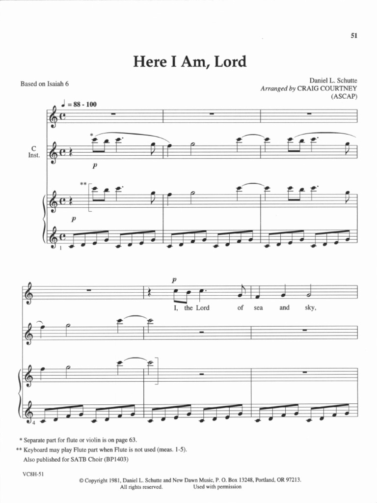 "Here I Am, Lord: Choral Arrangement" | PDF