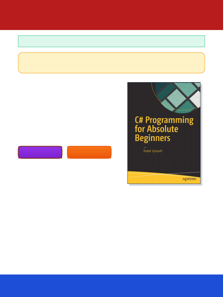 C# Programming for Absolute Beginners 1st Edition Radek Vystavěl ebook ...