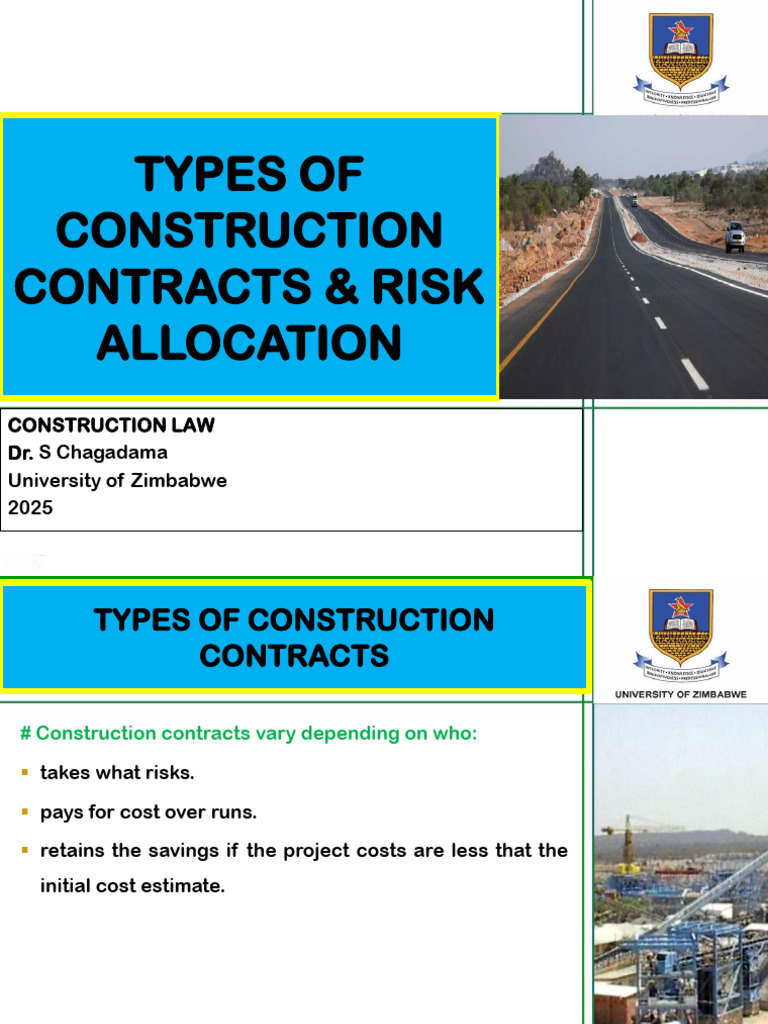 Construction Contracts & Risk Types | PDF | Business Economics | Business