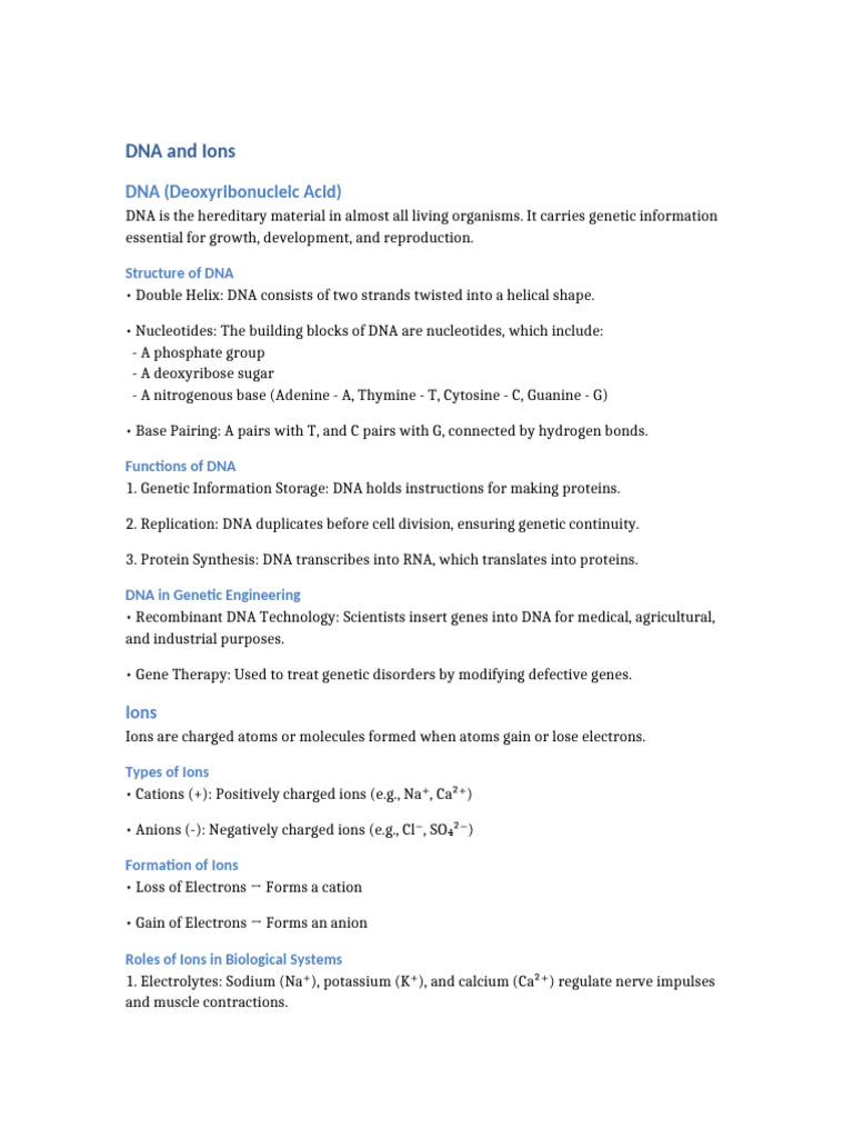 DNA and Ions | PDF