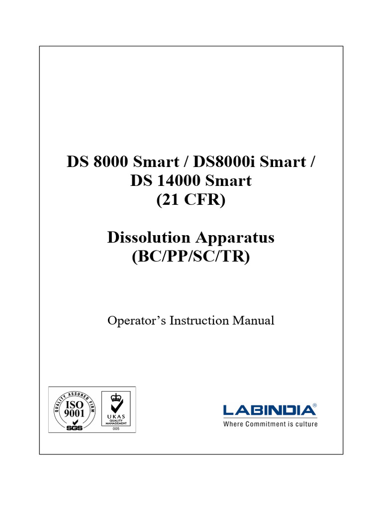DS 8000 Smart Dissolution Manual | PDF | Fuse (Electrical) | Electrical ...