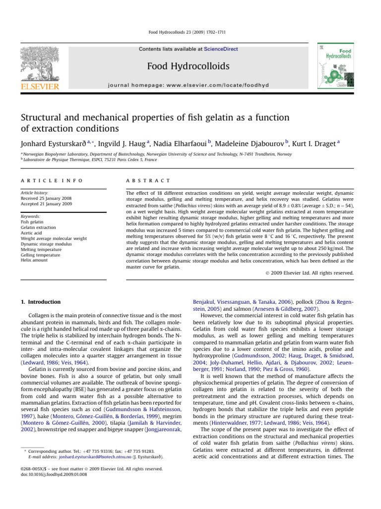 Structural and Mechanical Properties of Fish Gelatin As A Function of ...