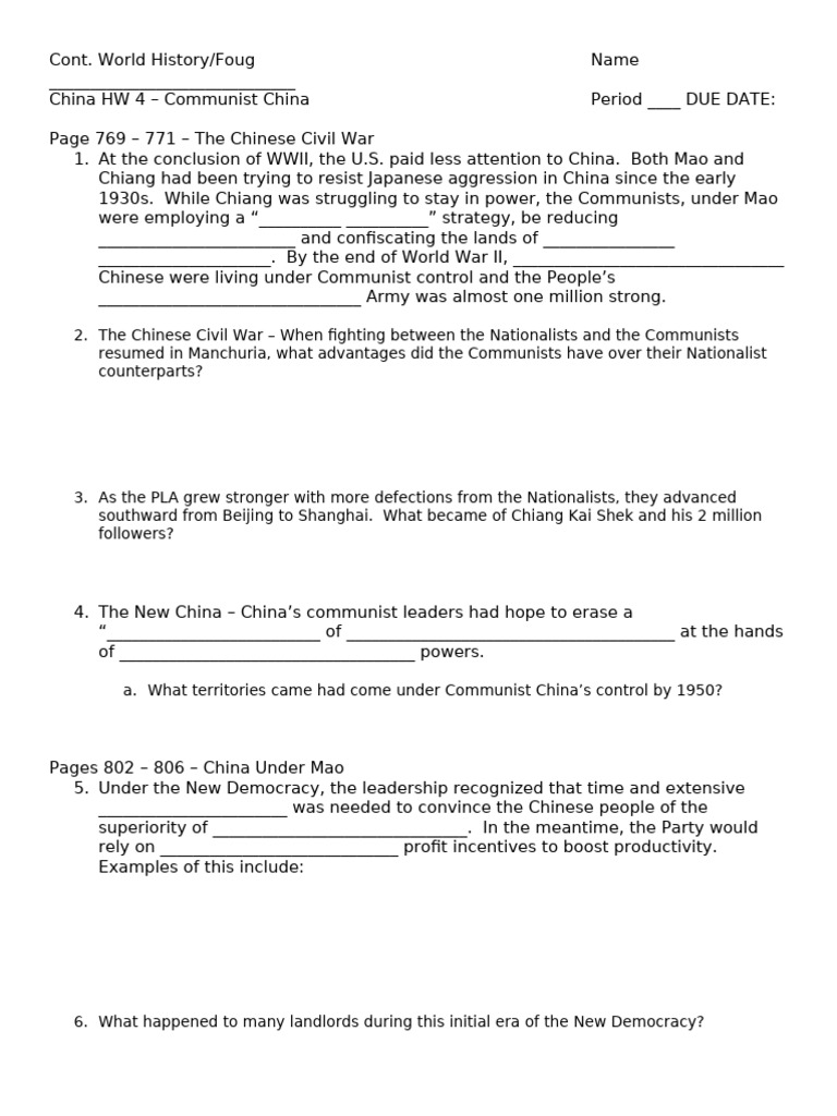 China_HW_4_2020 | PDF