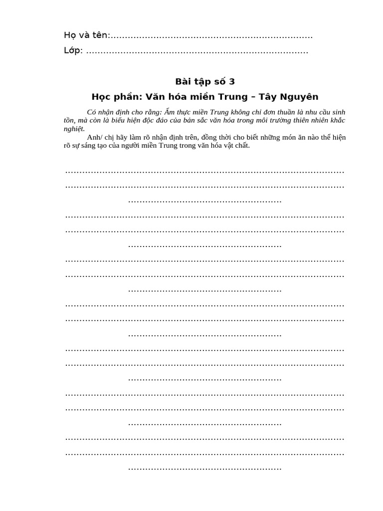 Bai Tap 3, VH Mien Trung - TN | PDF