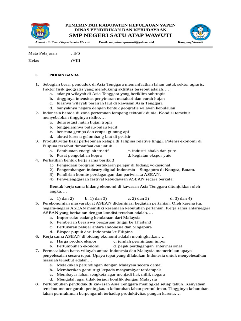 IPS KELAS 8 SEM 1 | PDF