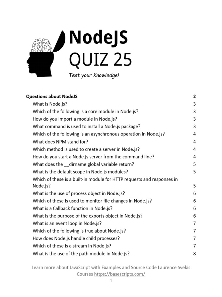 Quiz-Questions-25-NodeJS | PDF | Computer Programming | Software