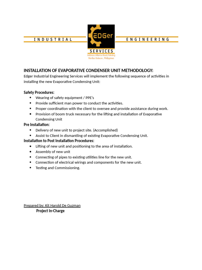 Evap Condenser Unit Methodology | PDF
