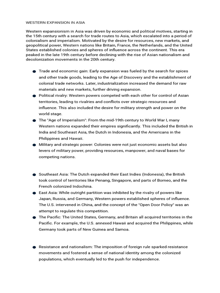 Western Expansion in Asia | PDF | New France | Atlantic Slave Trade
