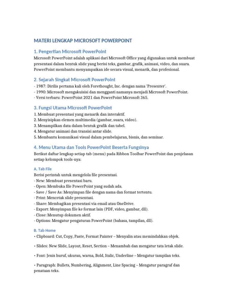 Materi Lengkap Microsoft PowerPoint (1) | PDF