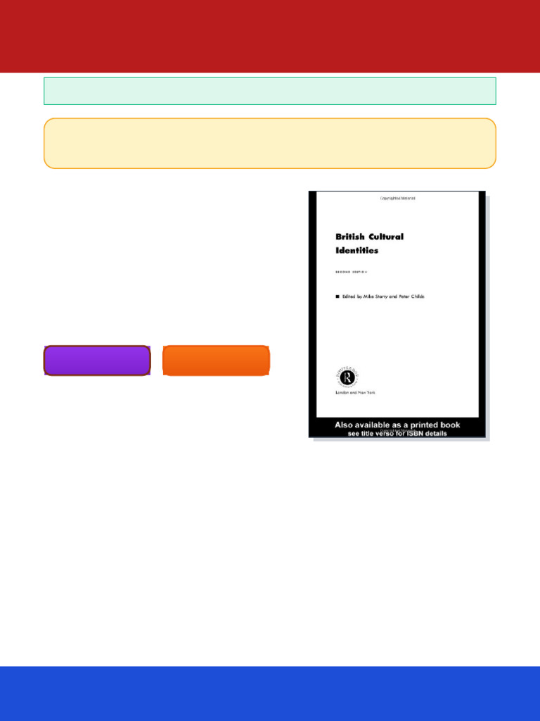 British Cultural Identities 2nd Edition Michael Storry ebook seamless ...