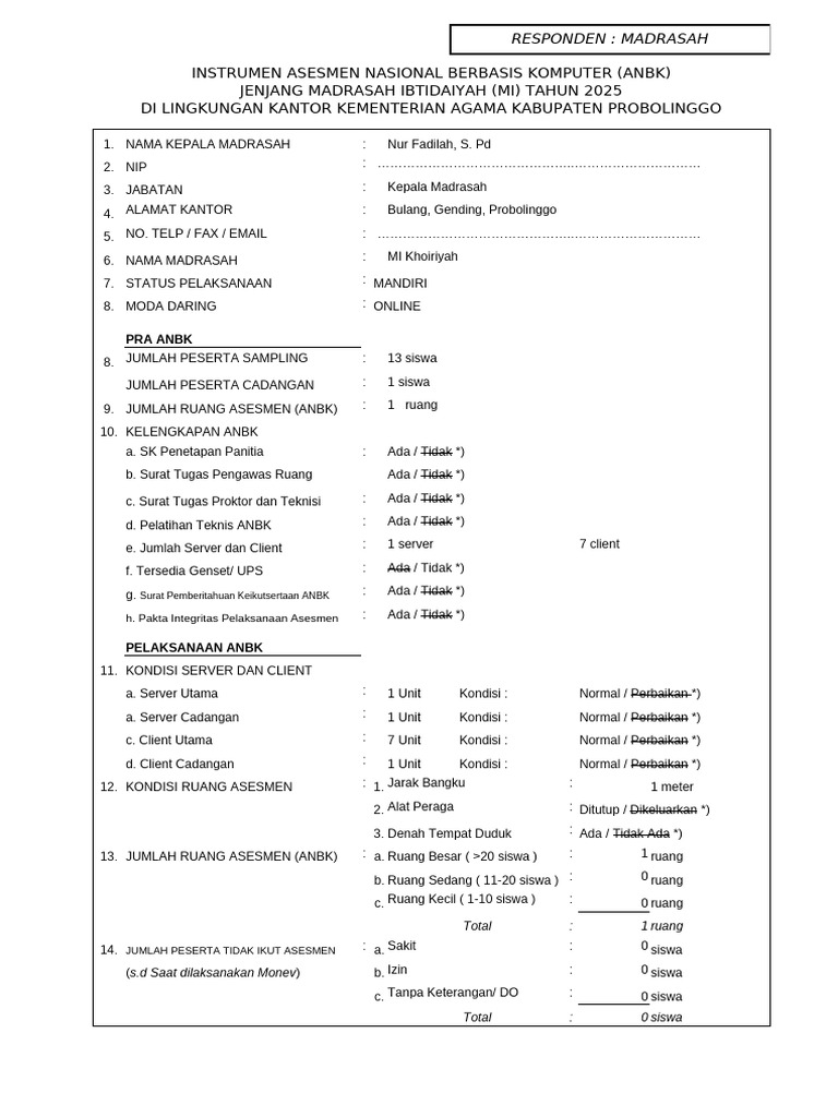 1. Instrumen Monitoring ANBK_MI | PDF