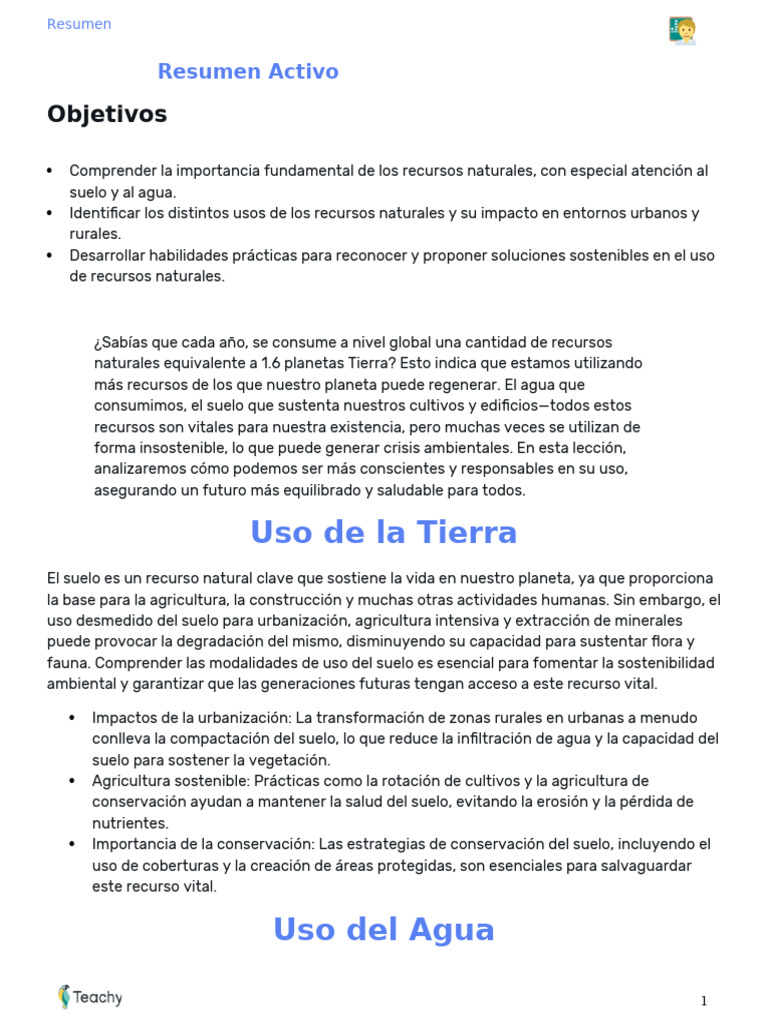 Uso Sostenible de Recursos Naturales | PDF | Sustentabilidad | Agua