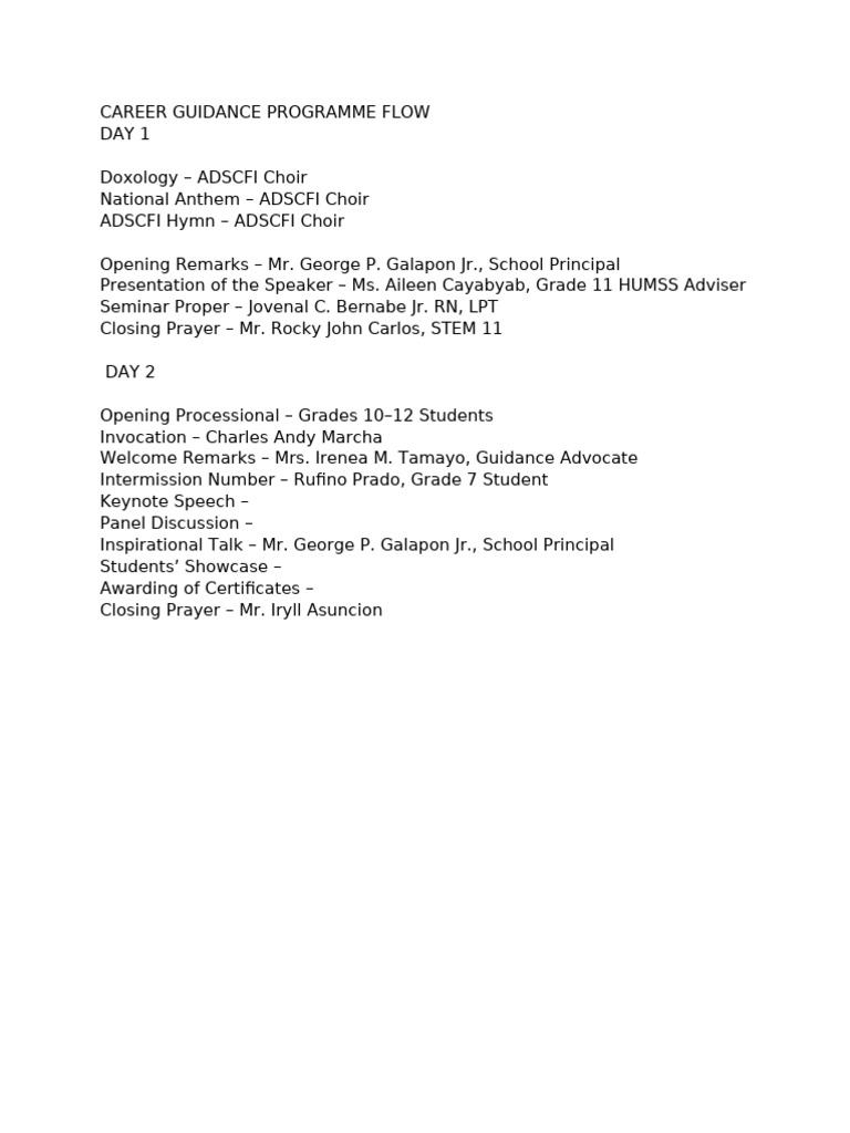 Career Guidance Programme Flow | PDF