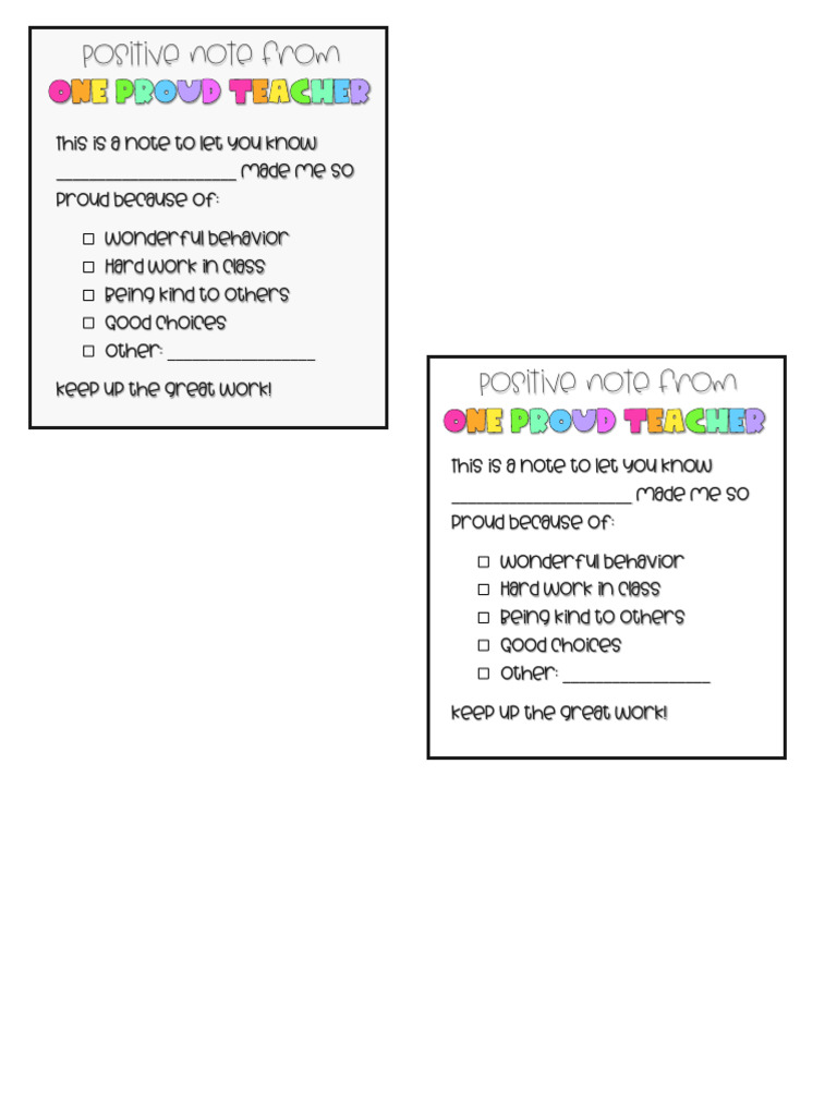 Positive Note of Student Achievement | PDF