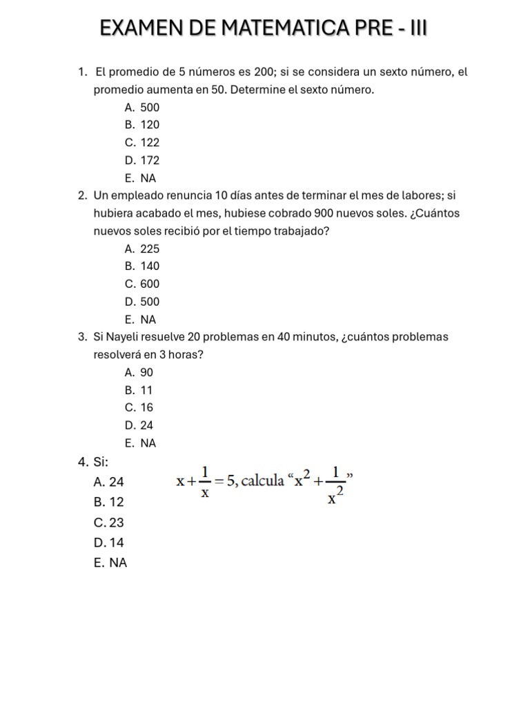 Examen de Conocimientos Pre III | PDF