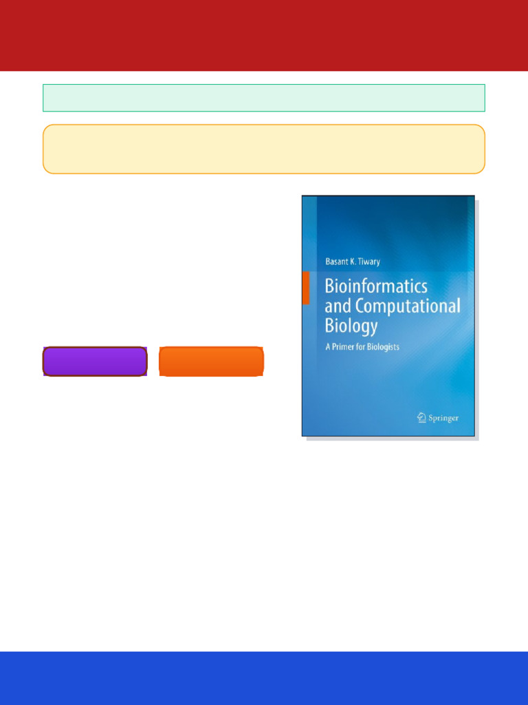 Bioinformatics and Computational Biology A Primer for Biologists 1st ...