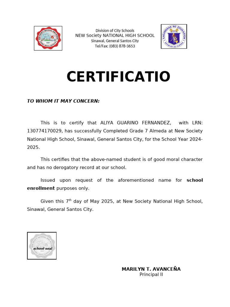 Good Moral Template 2024 | PDF
