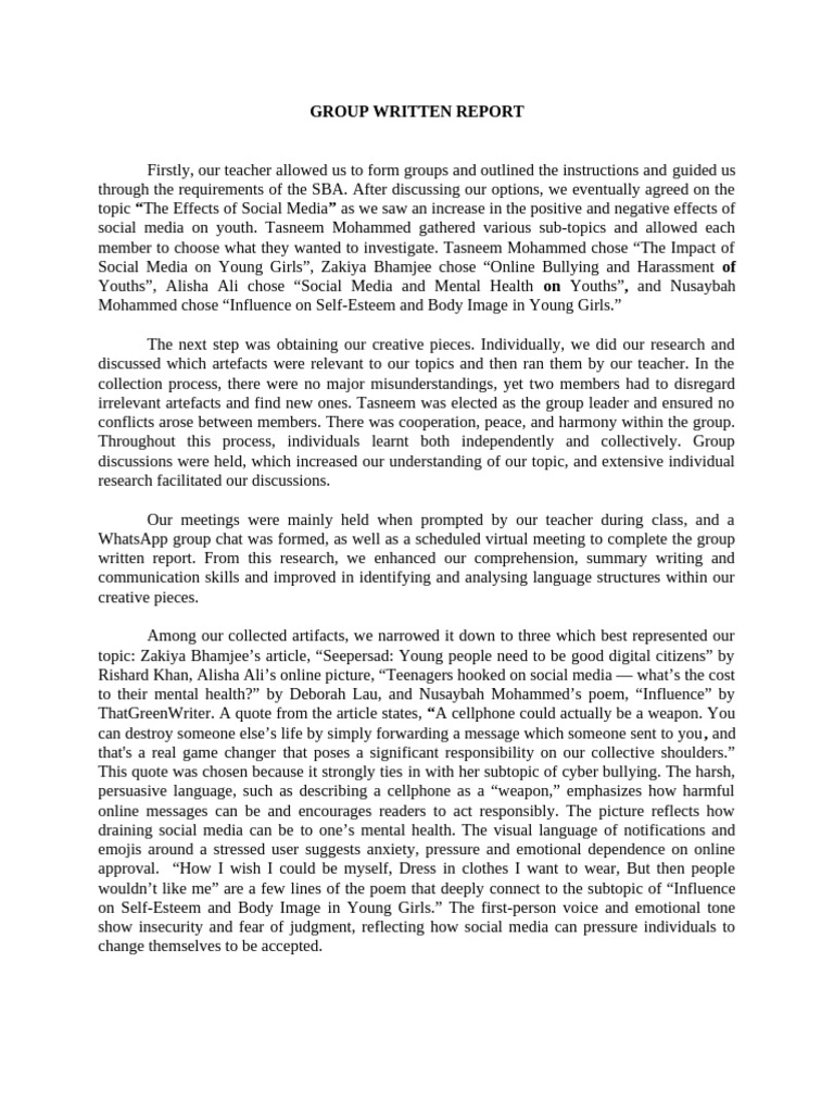 Eng Sba Group Writen Report | PDF | Social Psychology | Psychology