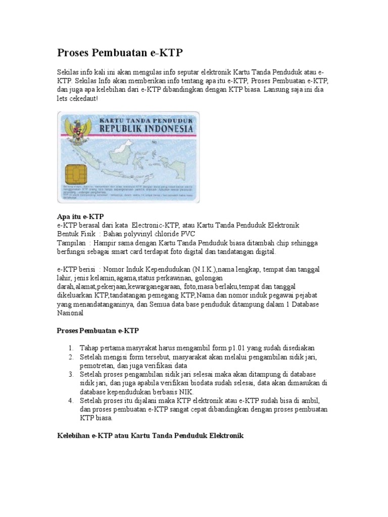 Proses Pembuatan e KTP | PDF