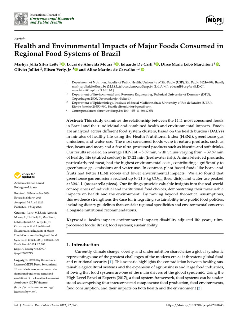 Health & Environmental Impact of Brazilian Foods | PDF | Foods | Diet ...