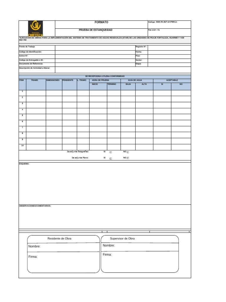 Reg.pr.Est-omferza, Prueba de Estanqueidad | PDF
