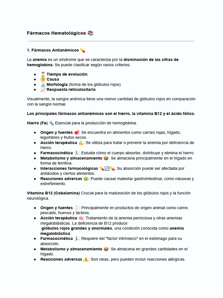 Fármacos Hematológicos: Guía Completa | PDF | Vitamina B12 ...