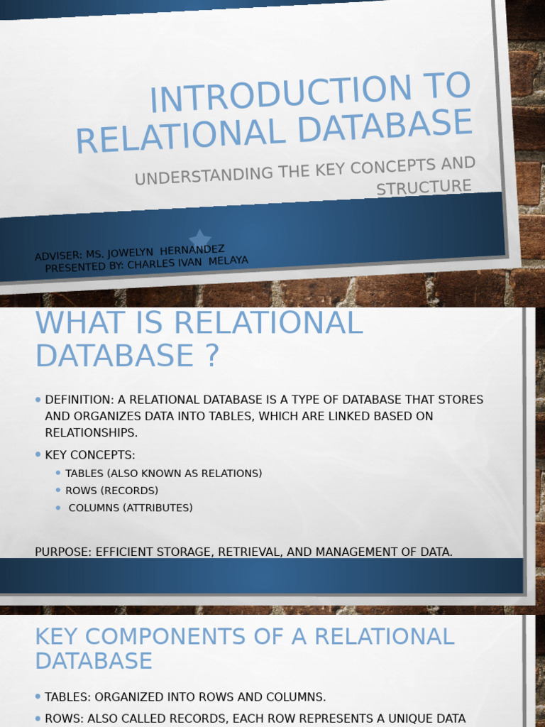 Introduction To Relational Database | PDF | Relational Database | Databases