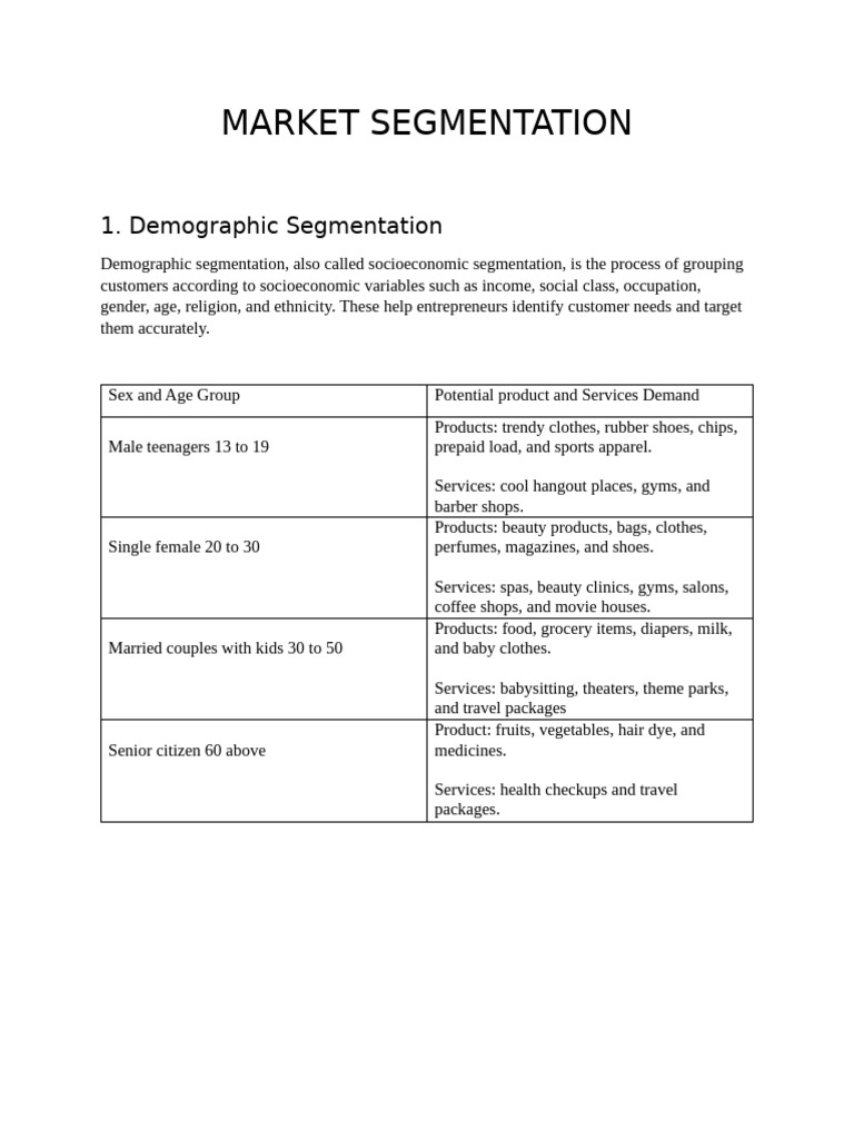 Market Segmentation | PDF