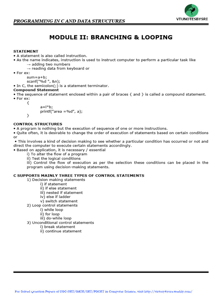 POC Module 2 Notes | PDF | Control Flow | Software Development