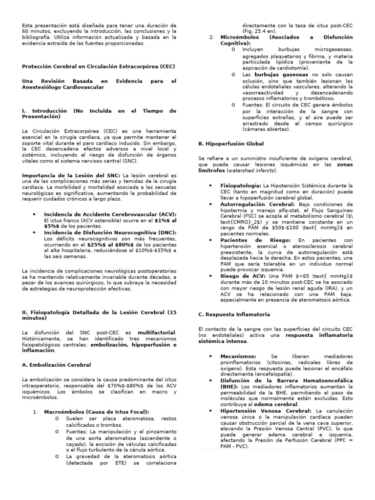Protección cerebral en CEC | PDF | Carrera | Fisiología