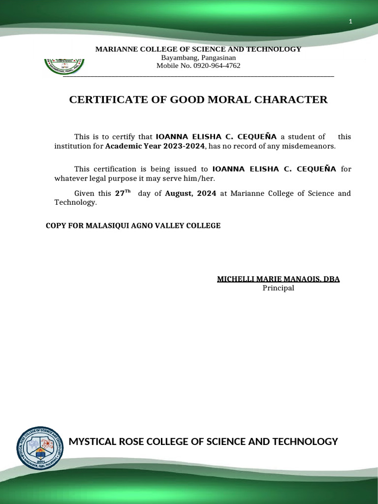 Good Moral | PDF