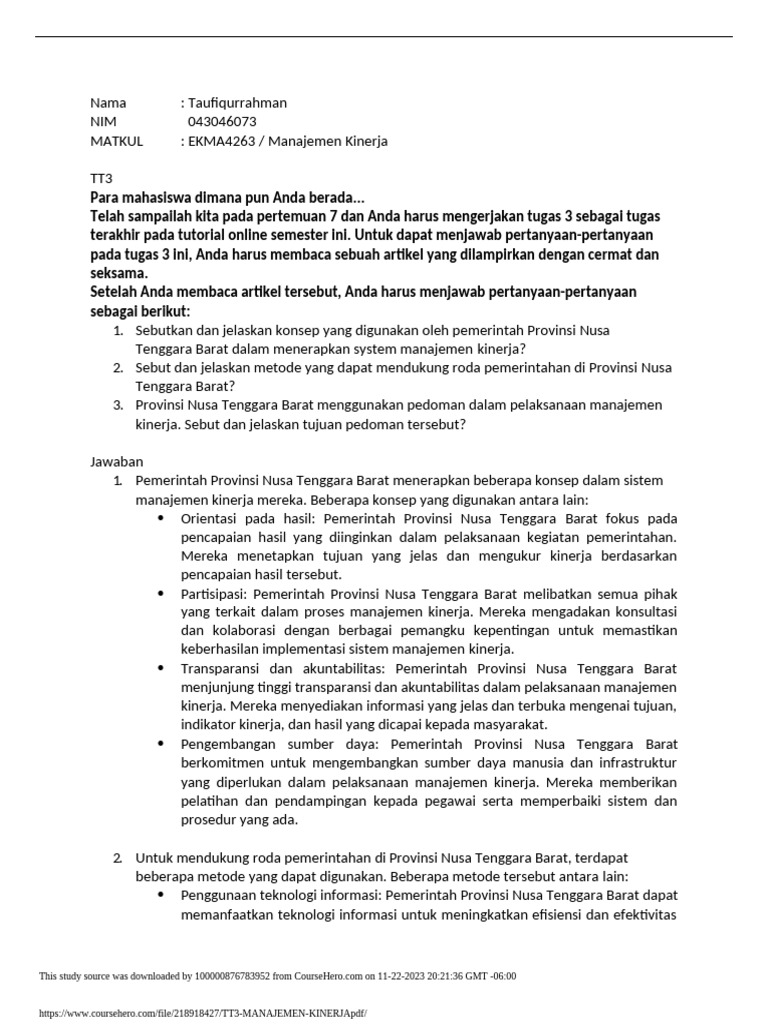 Tt3 Manajemen Kinerja.pdf | PDF