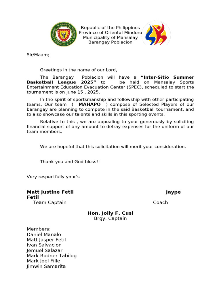 Solicitation of Basketball | PDF