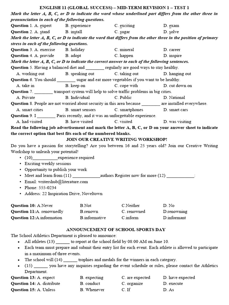 English 11 Mid-Term Revision Guide | PDF | Creativity | Mind