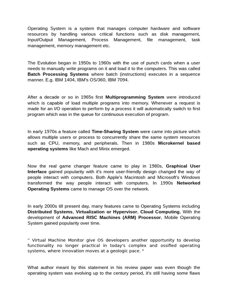 Discussion 2 Operating System Evolution | PDF | Operating System | Virtualization