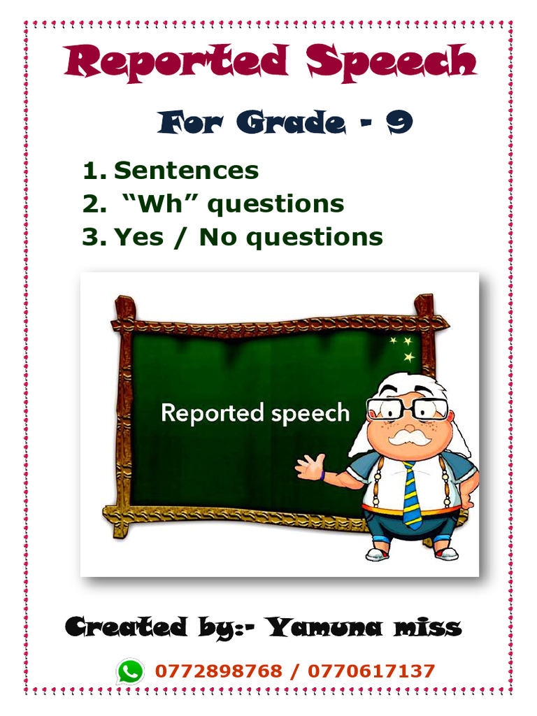 Reported Speech Guide for Grade 9 | PDF | Semantic Units | Chess Openings