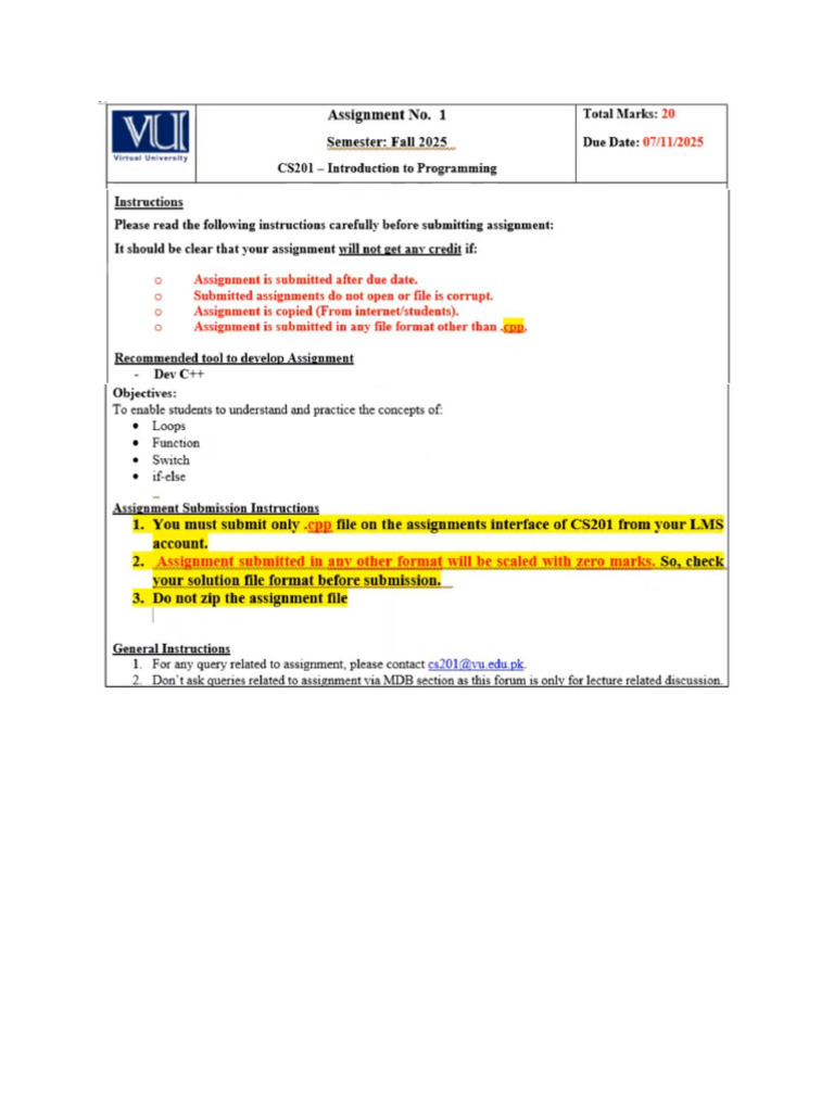 CS201 Assignment 1 Fall 2025 | PDF