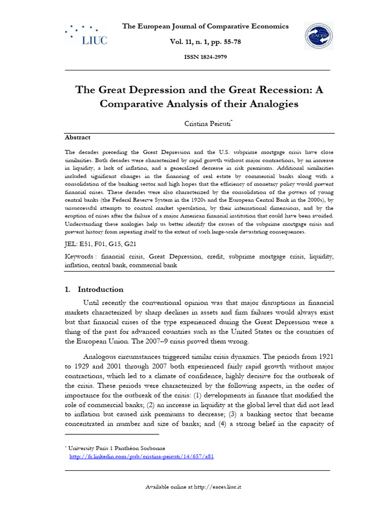 Great Depression Vs Great Recession | PDF | European Central Bank ...