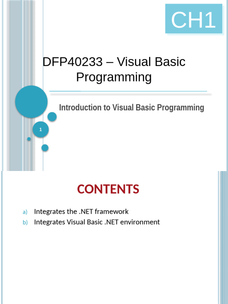 CHAPTER 1 - Introduction to Visual Basic Programming | PDF | Computer ...