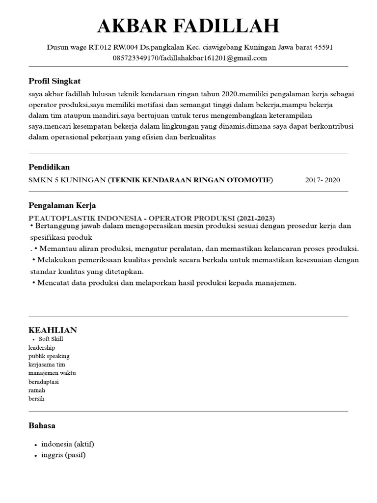 Cv.akbar Fadillah | PDF