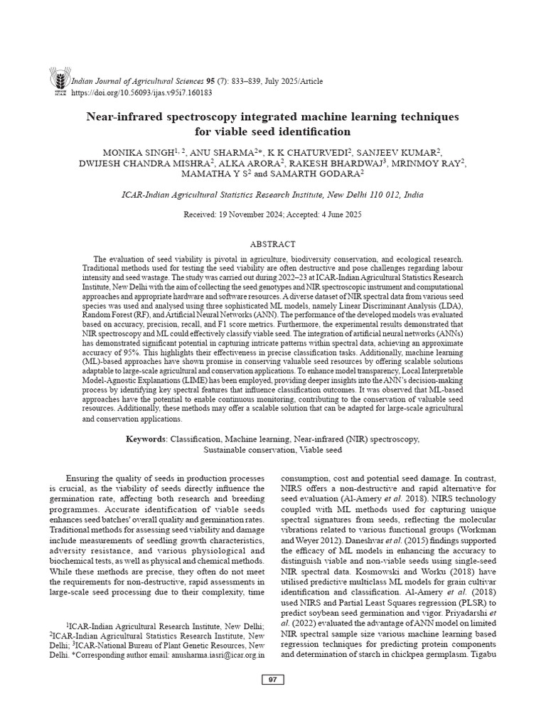 NIR Spectroscopy Integrated Machine Learning Techn | PDF | Principal ...