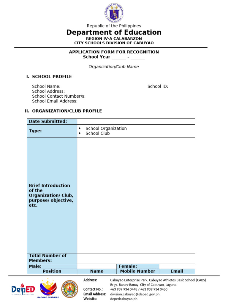 1.-Application-Form-of-Recognition for sy 2025 | PDF | Computing