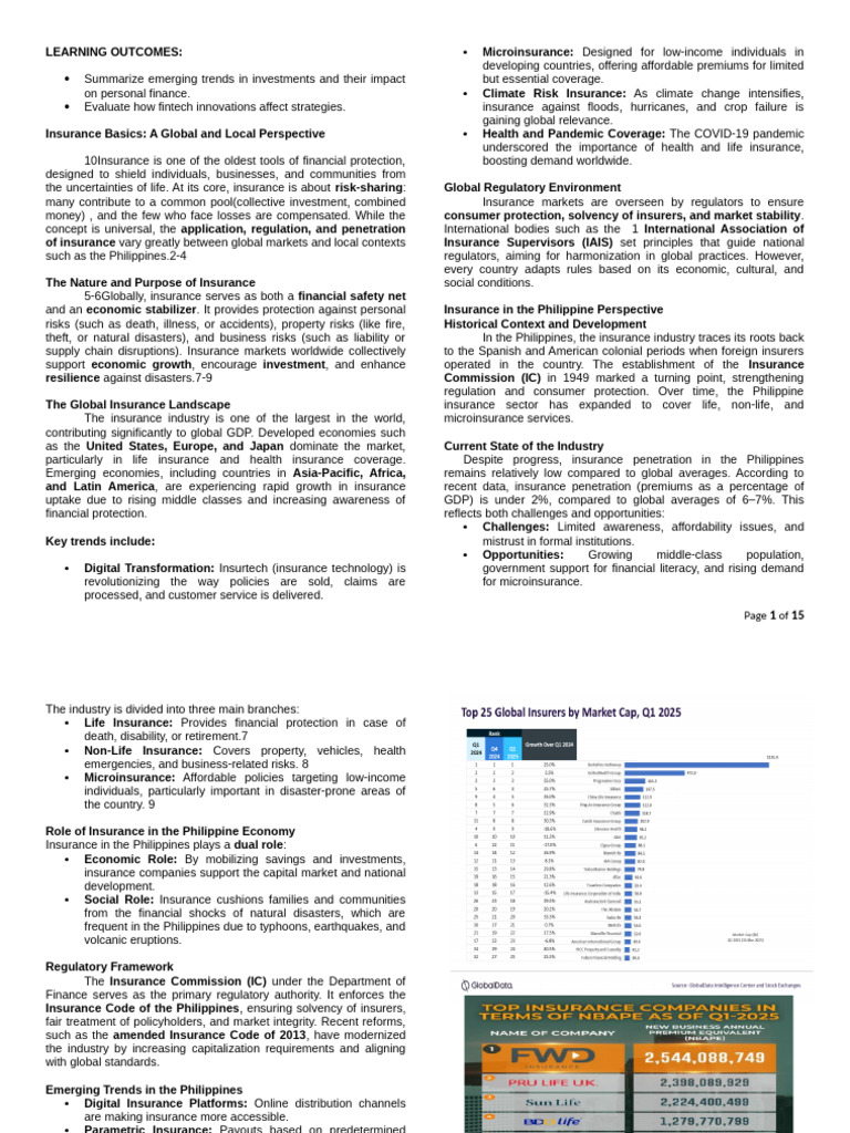 Trends in Global and Philippine Insurance | PDF | Insurance | Vehicle ...
