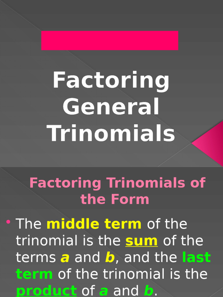 LESSON 2 Factoring General Trinomials | PDF