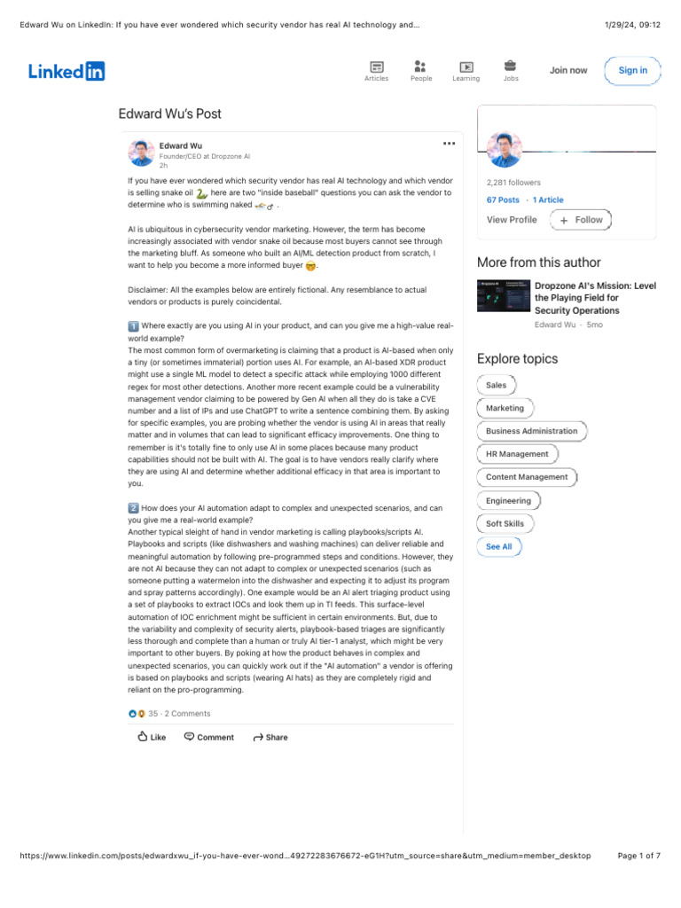 Edward Wu On LinkedIn - If You Have Ever Wondered Which Security Vendor ...