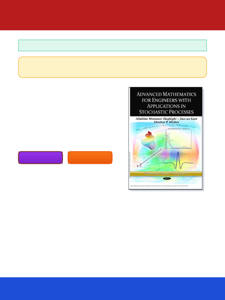 Advanced Mathematics For Engineers With Applications in Stochastic ...