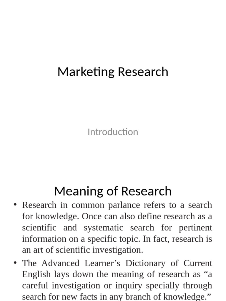 Marketing Research - InTRODUCTION | PDF | Marketing | Marketing Research