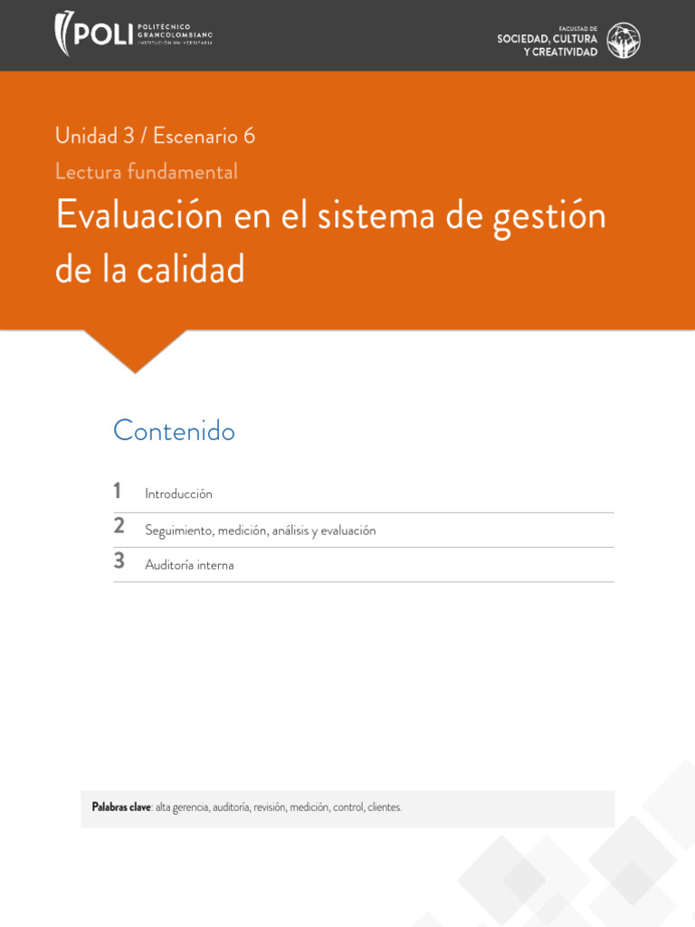 Evaluación del Sistema de Gestión de Calidad | PDF | Sistema de manejo ...