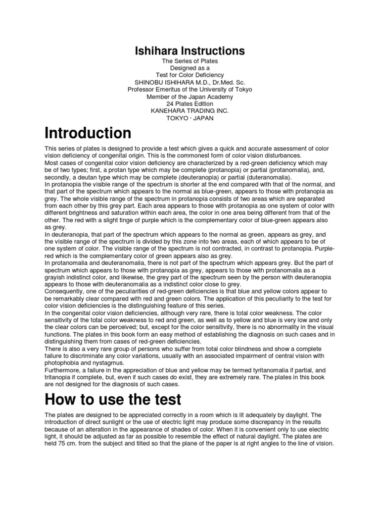The Ishihara Test for Color Blindness: Instructions and Explanations ...